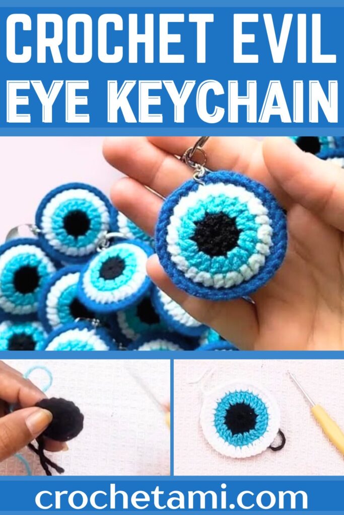 Crocheting a Stylish & Durable Evil Eye Keychain Design - Crochet Ami